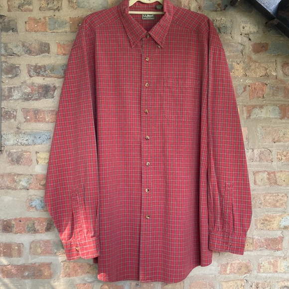 L.L. Bean | Shirts | Vintage Ll Bean Red Plaid Button Down Shirt 0 Cotton Xl Tall | Poshmark